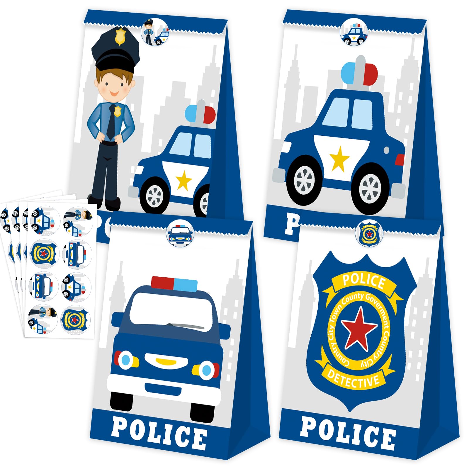 Amazon.com: 24pcs Police Gift Bag Police Party Bags Police Decorations ...
