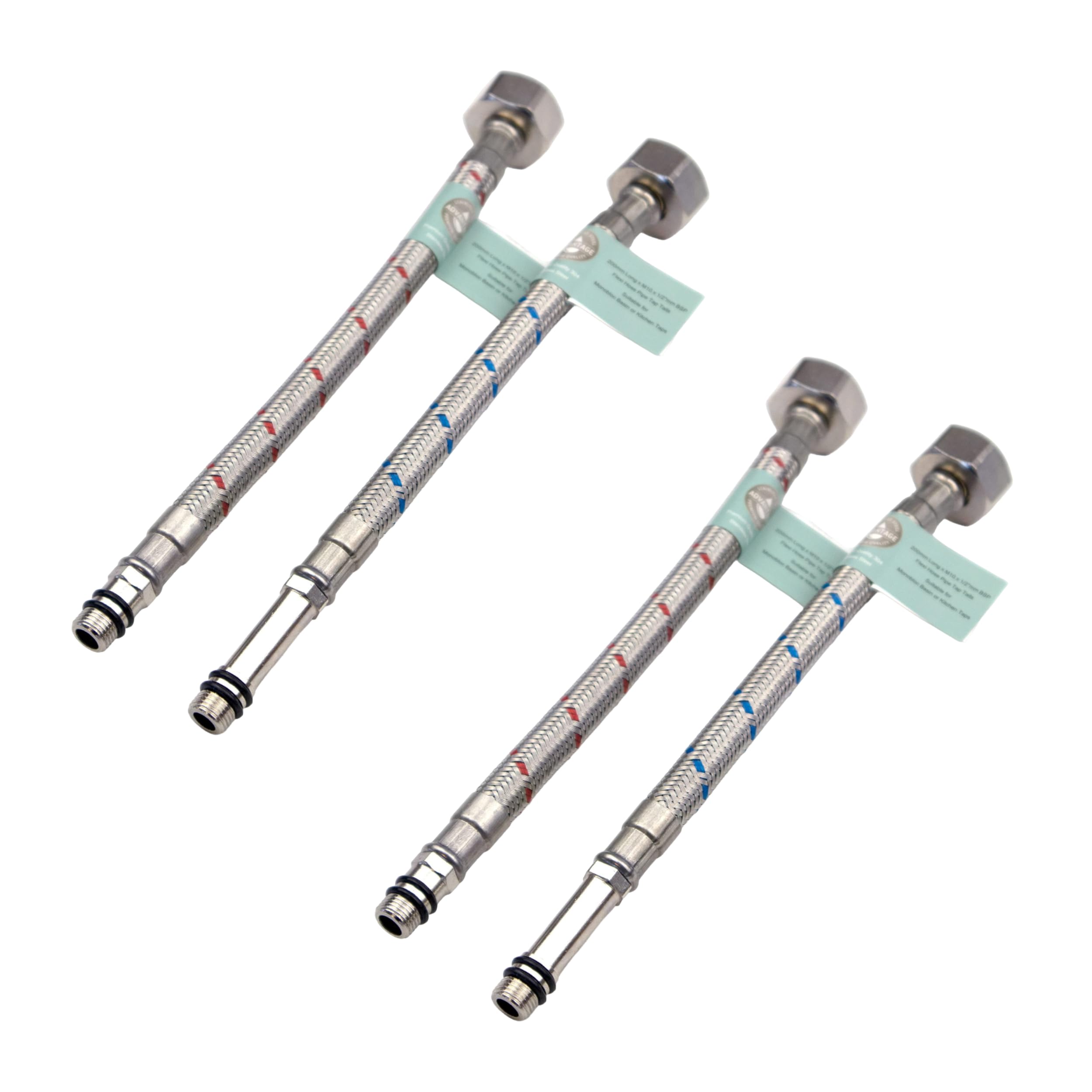 Xcel Home 4X M10 x1/2 Flexible Tap Connectors (200mm) | 10 Lengths | 2 ...