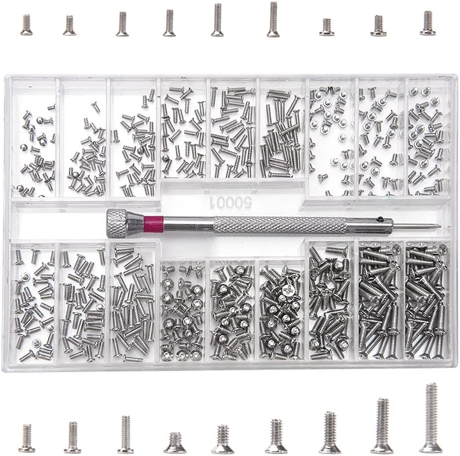 630 Pcs Tiny Micro Repair Screw Kit with Screwdriver for Spectacles ...