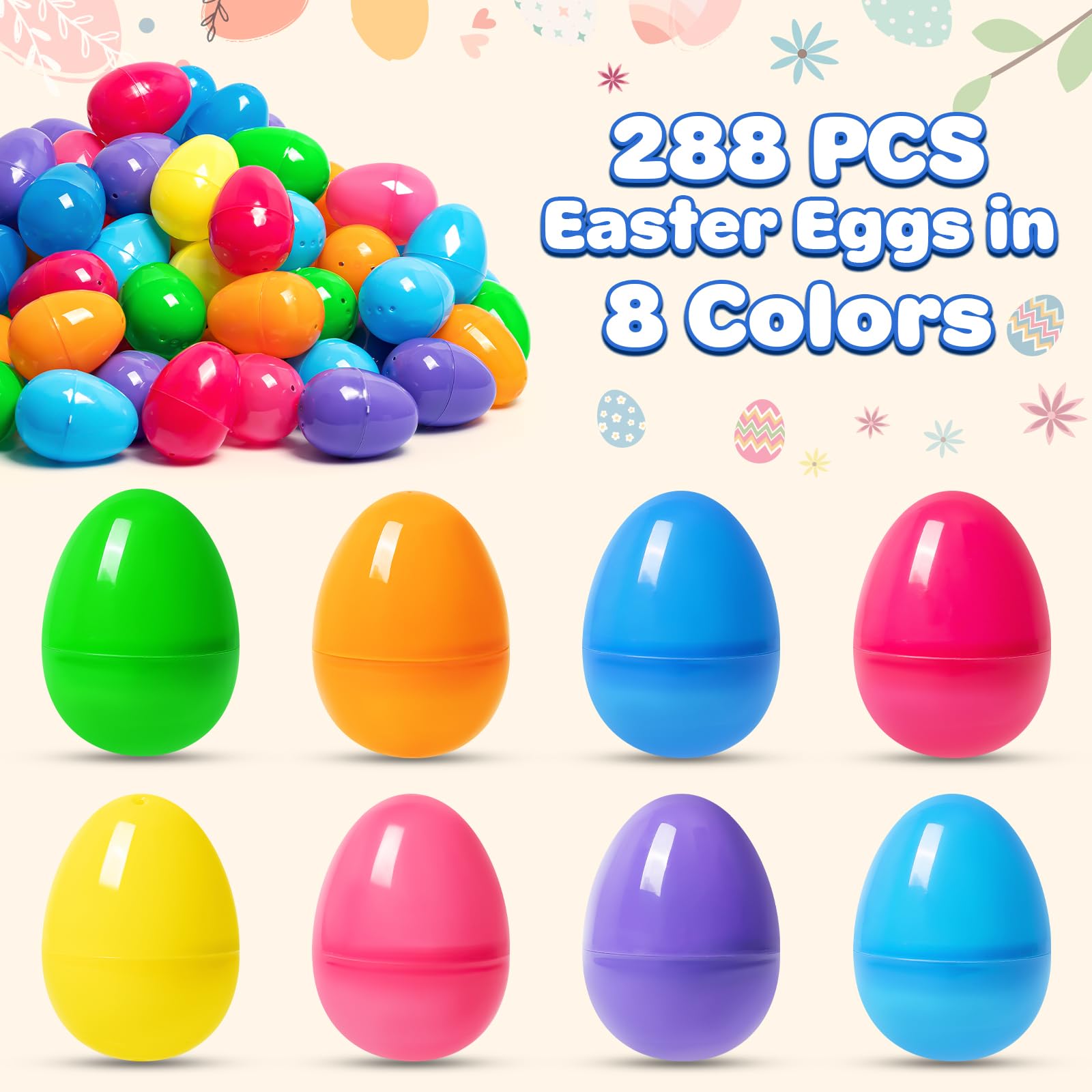Snapklik.com : 288 Plastic Easter Eggs Bulk, 315” Empty Easter Eggs ...