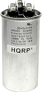 HQRP 35uf 5uf 370-440V Dual Run Capacitor works with CBB65 AC Electric Motor Start HVAC Blower ...