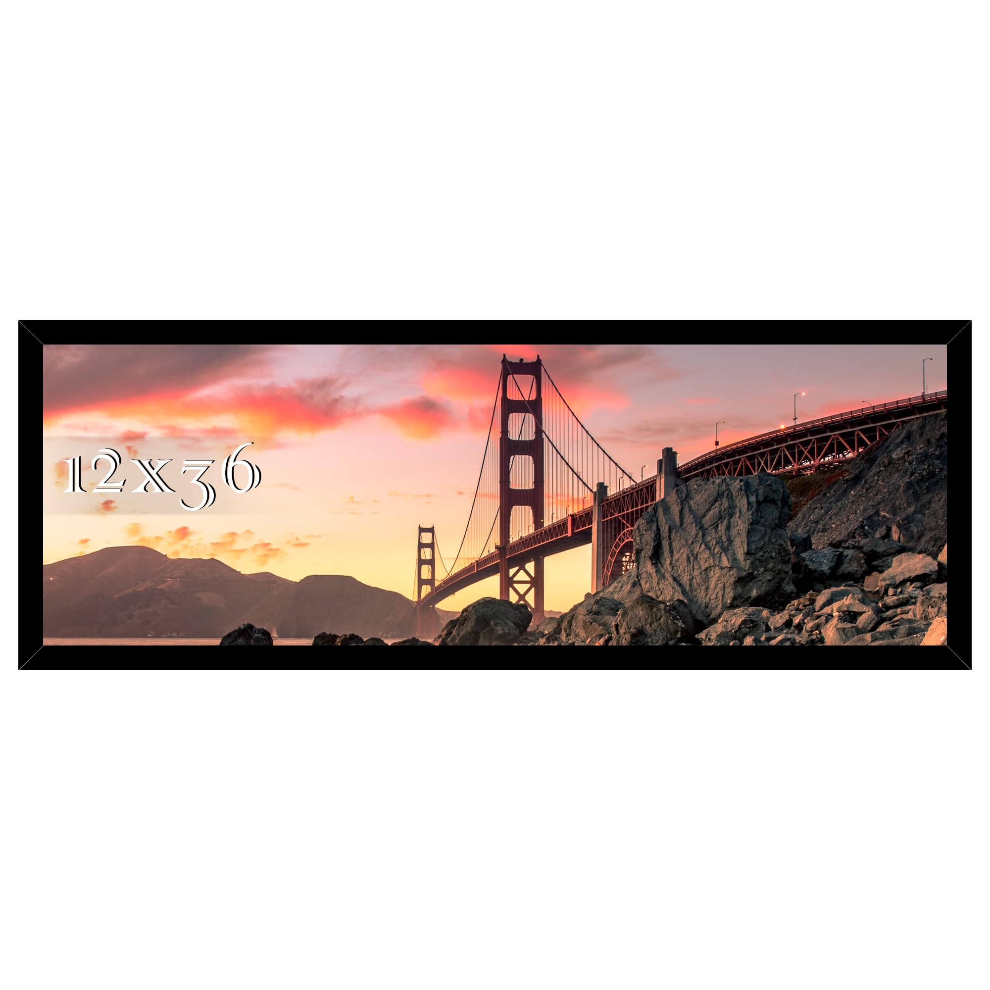 Amazon.com - Picrit 12x36 Panoramic Picture Frame, Black Poster Frame ...