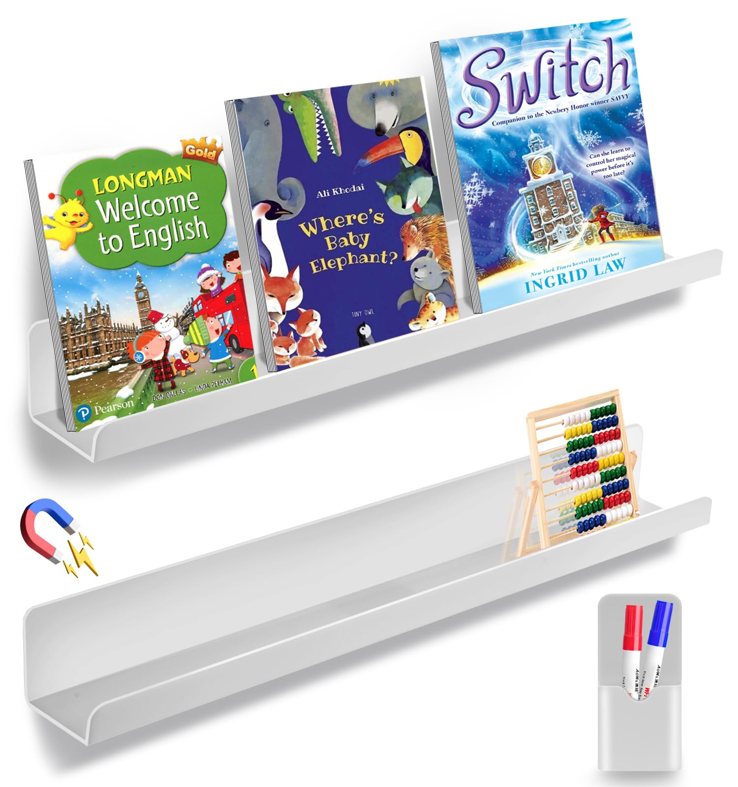 Amazon.com: MATT SAGA 2 Pcs Magnetic Book Shelf for Whiteboard ...