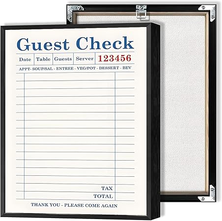 Amazon.com: White Guest Check Canvas Posters Trendy Guest Check Wall ...