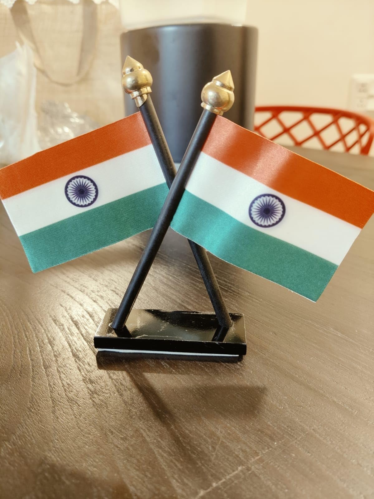 The Flag Company Indian Flag Cross Car Dashboard | Black Acrylic Fiber ...