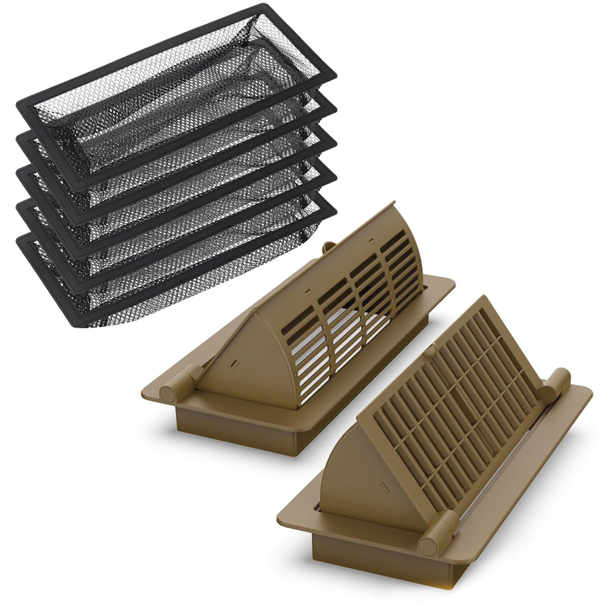 BYEWIRE Brown Floor Register Deflector 2 Pack with Cover Screen Mesh ...