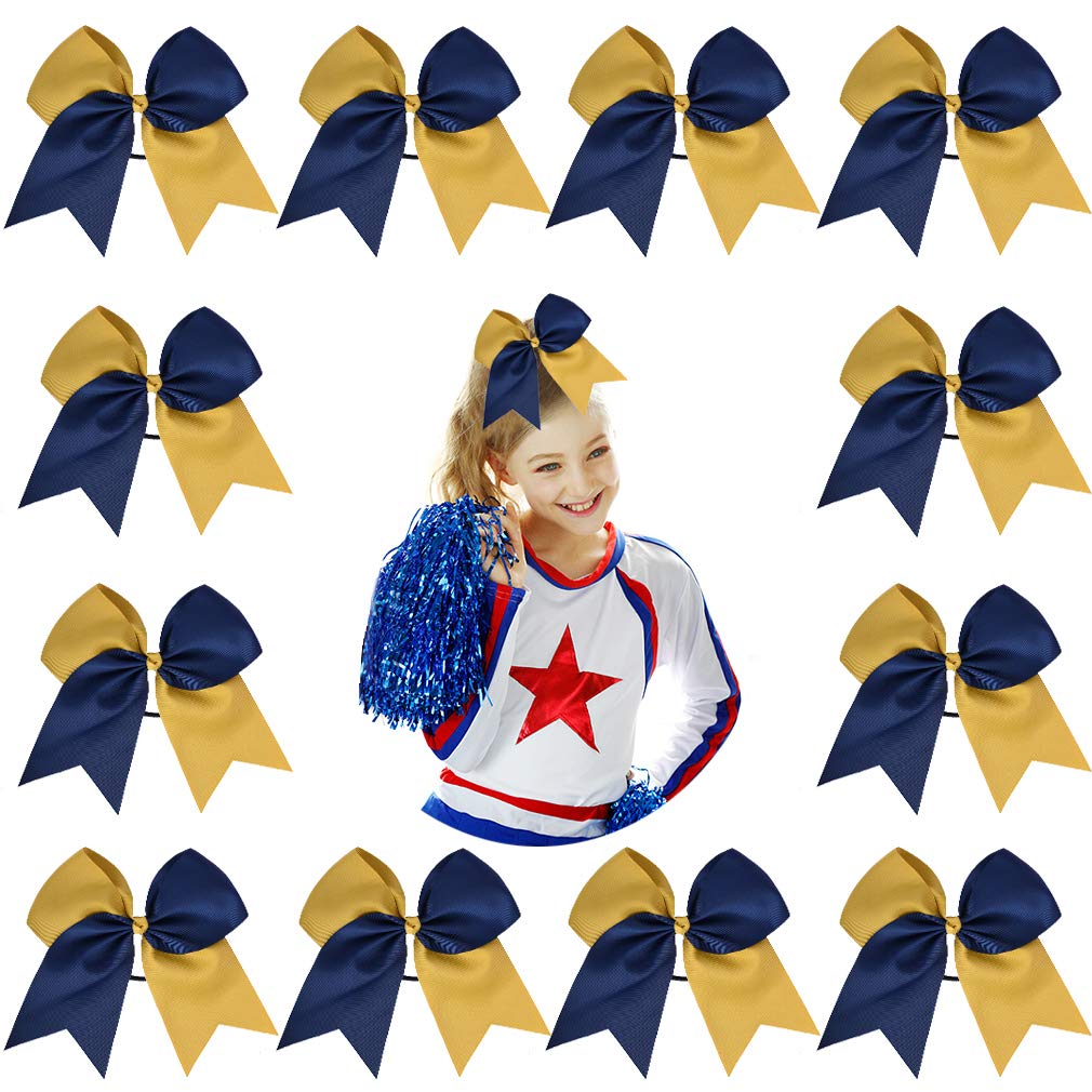 Amazon.com : DEEKA 12PCS 8" Two Toned Large Cheer Hair Bows Ponytail ...