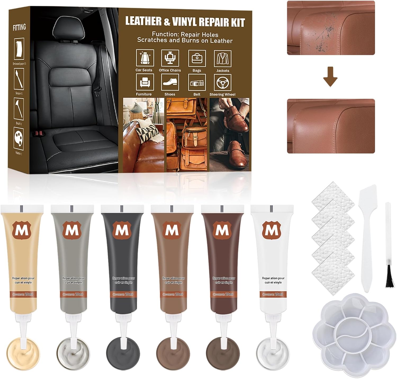 Amazon.com: Leather Repair Kit for Furniture, Leather Repair Paint Gel ...