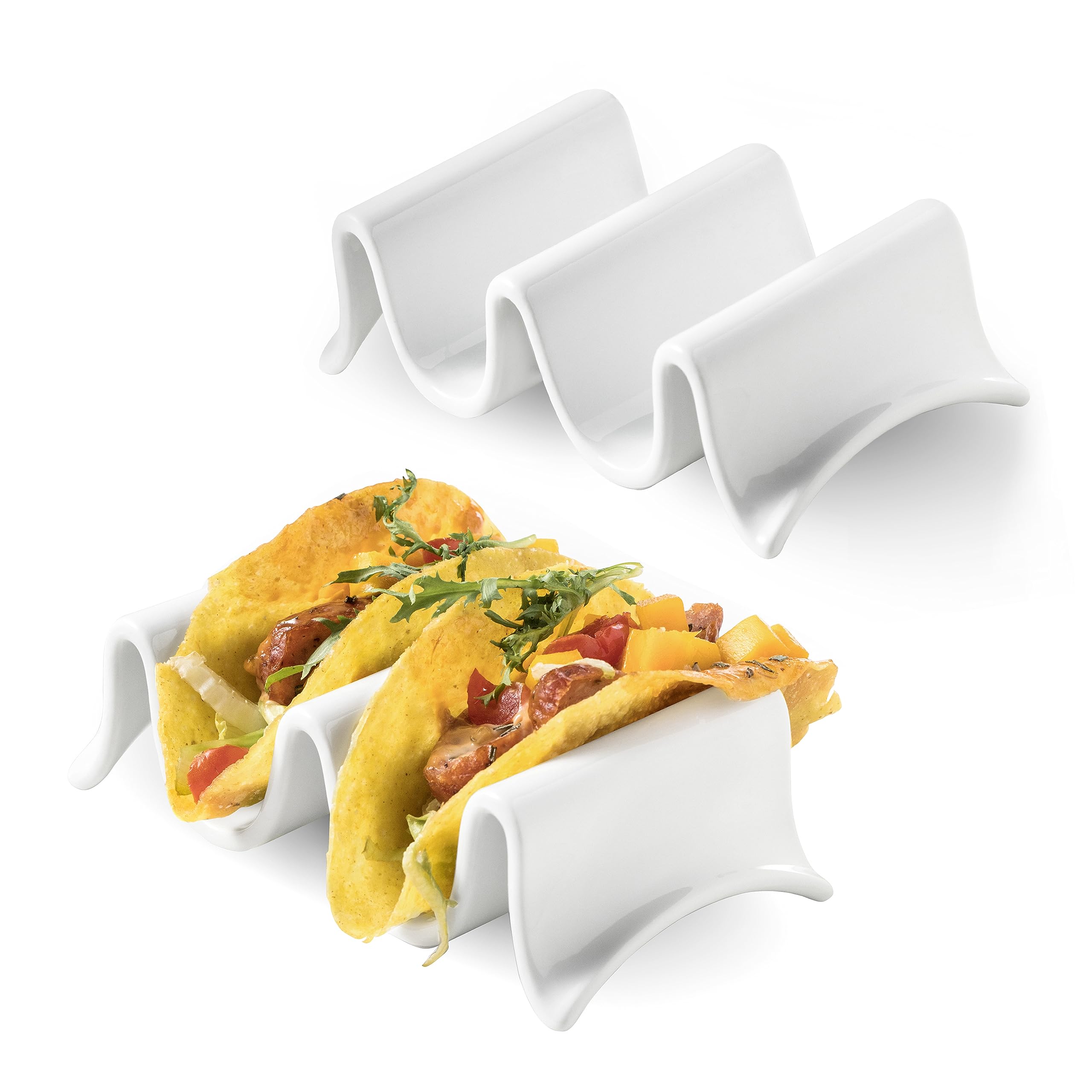 Amazon.com: MISSYSSIM Taco Holder, Porcelain Taco Tray with Handles ...