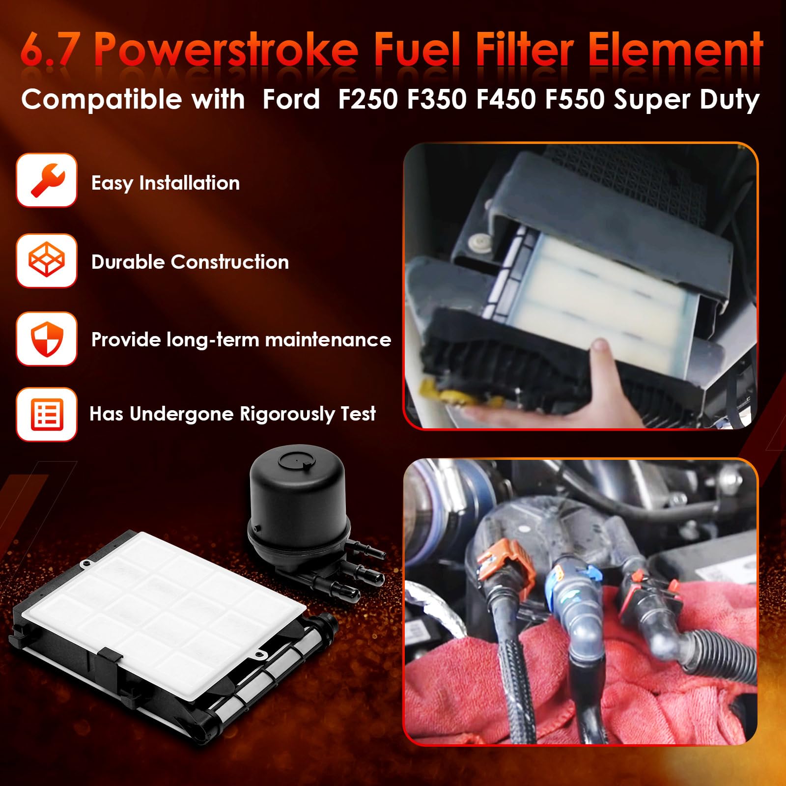 Snapklik.com : 67L Powerstroke Diesel Fuel Filter Element 4 Sets ...