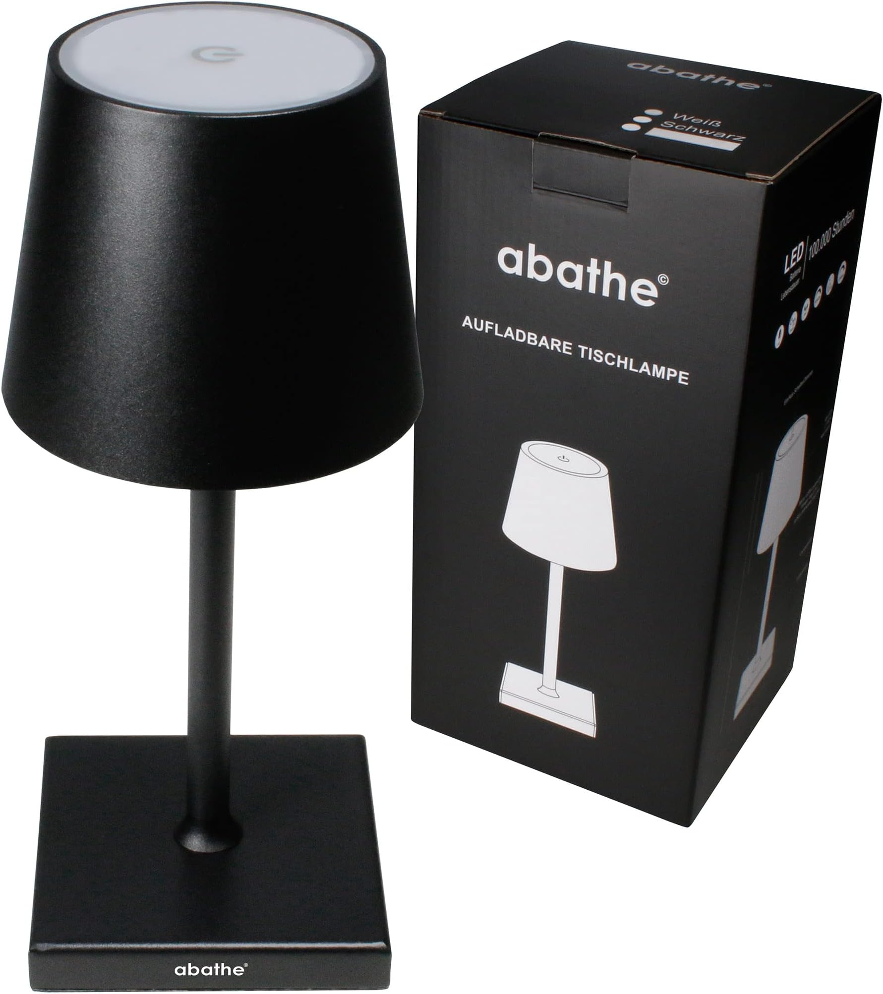 abathe LED Akku Tischleuchte classic - dimmbar, kabellos, USB aufladbar ...