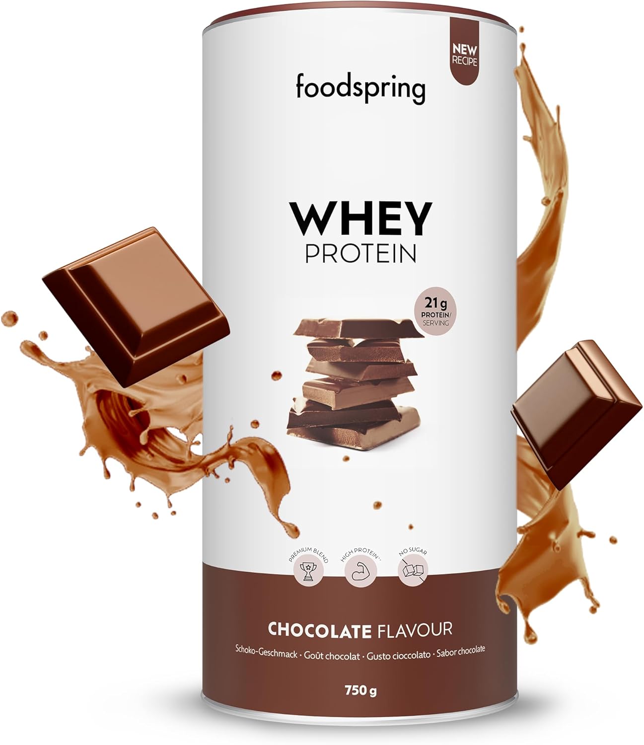 foodspring - Proteine Whey in polvere Cioccolato - Con 21 g di proteine ...