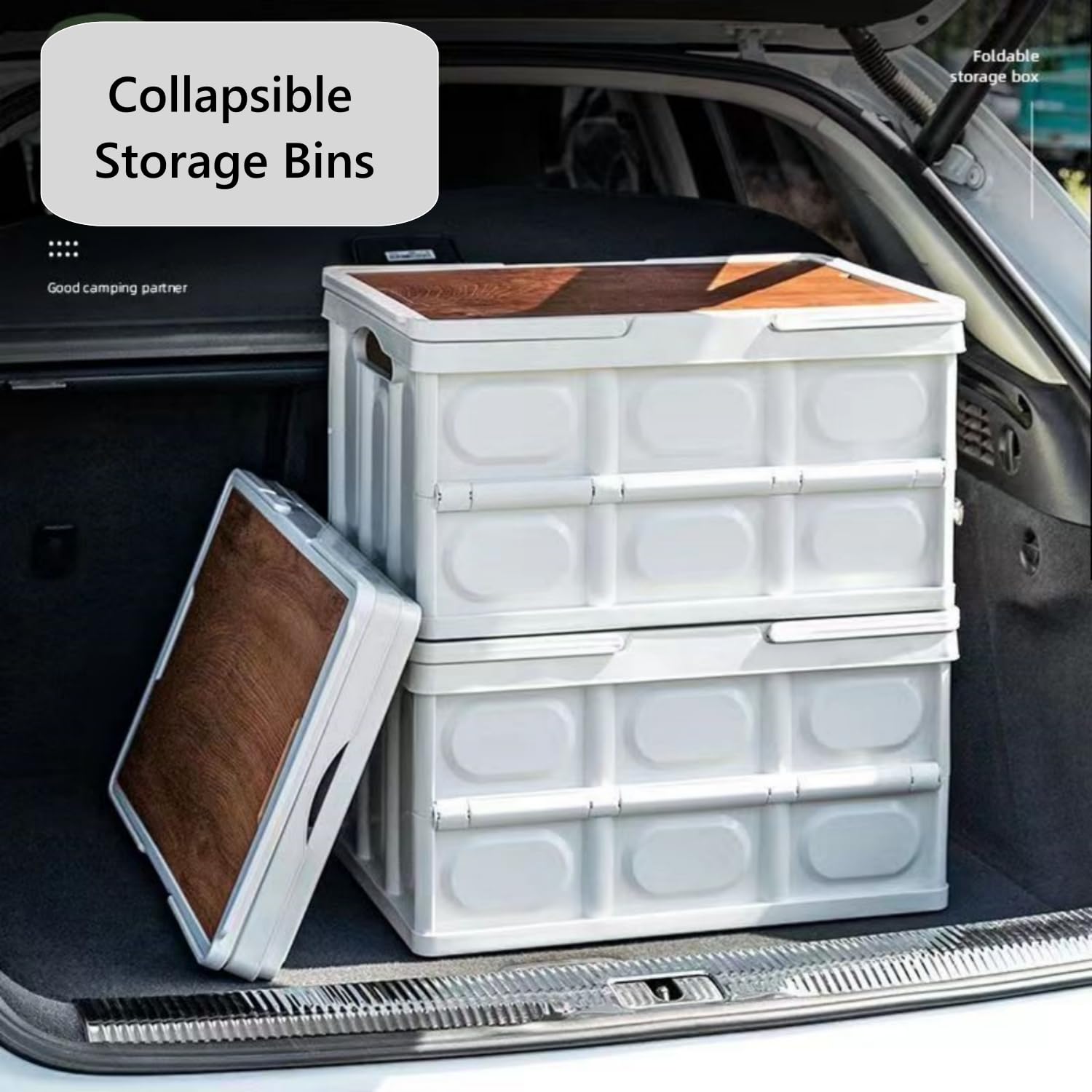 HappyBeeFlying Collapsible Storage Bin with Lids,55L Folding Utility ...