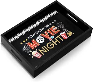 Amazon.com | Teenyyou Movie Night Serving Tray with Handles Wooden ...