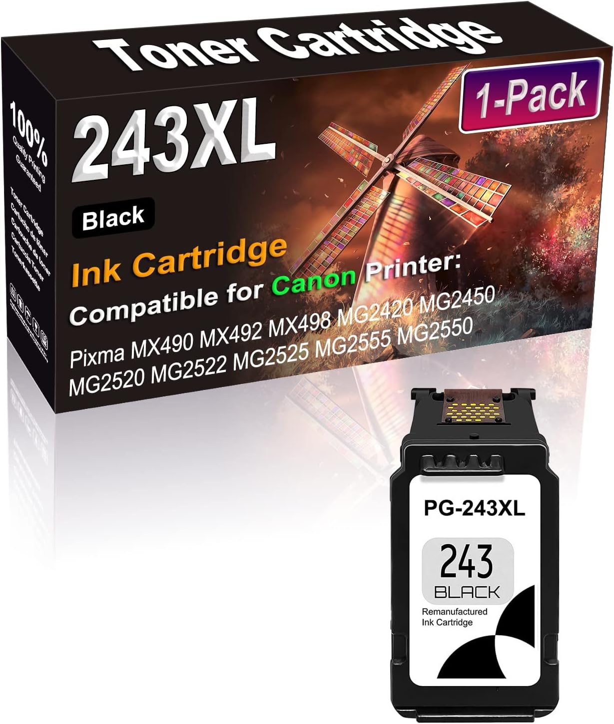 Amazon.com: 1-Pack (Black) Remanufactured 243XL 243 XL PG-243XL Ink ...
