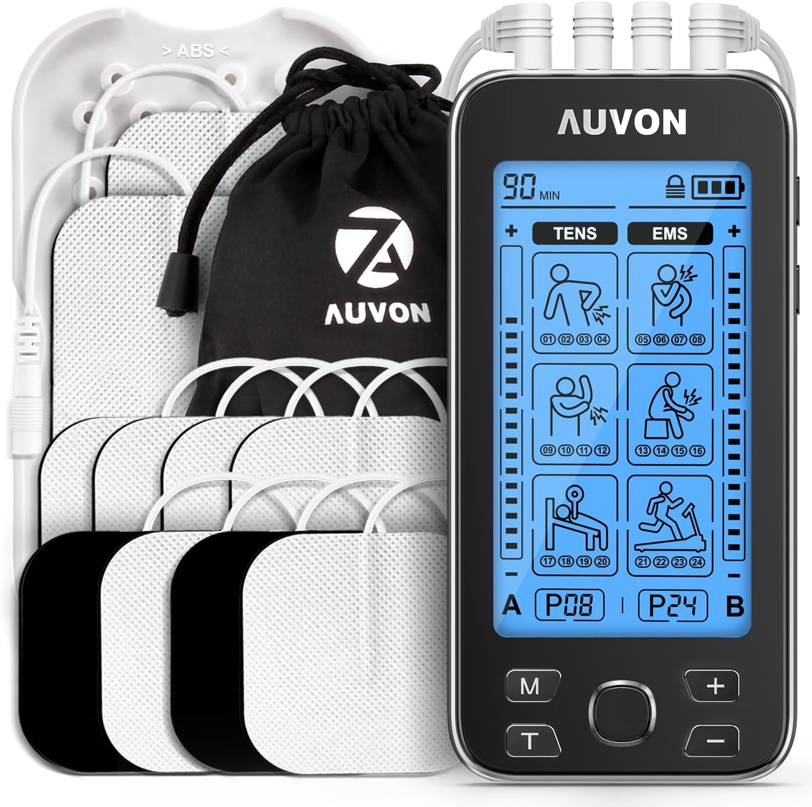 Amazon.com: AUVON Dual Channel TENS Unit Muscle Stimulator Machine with ...