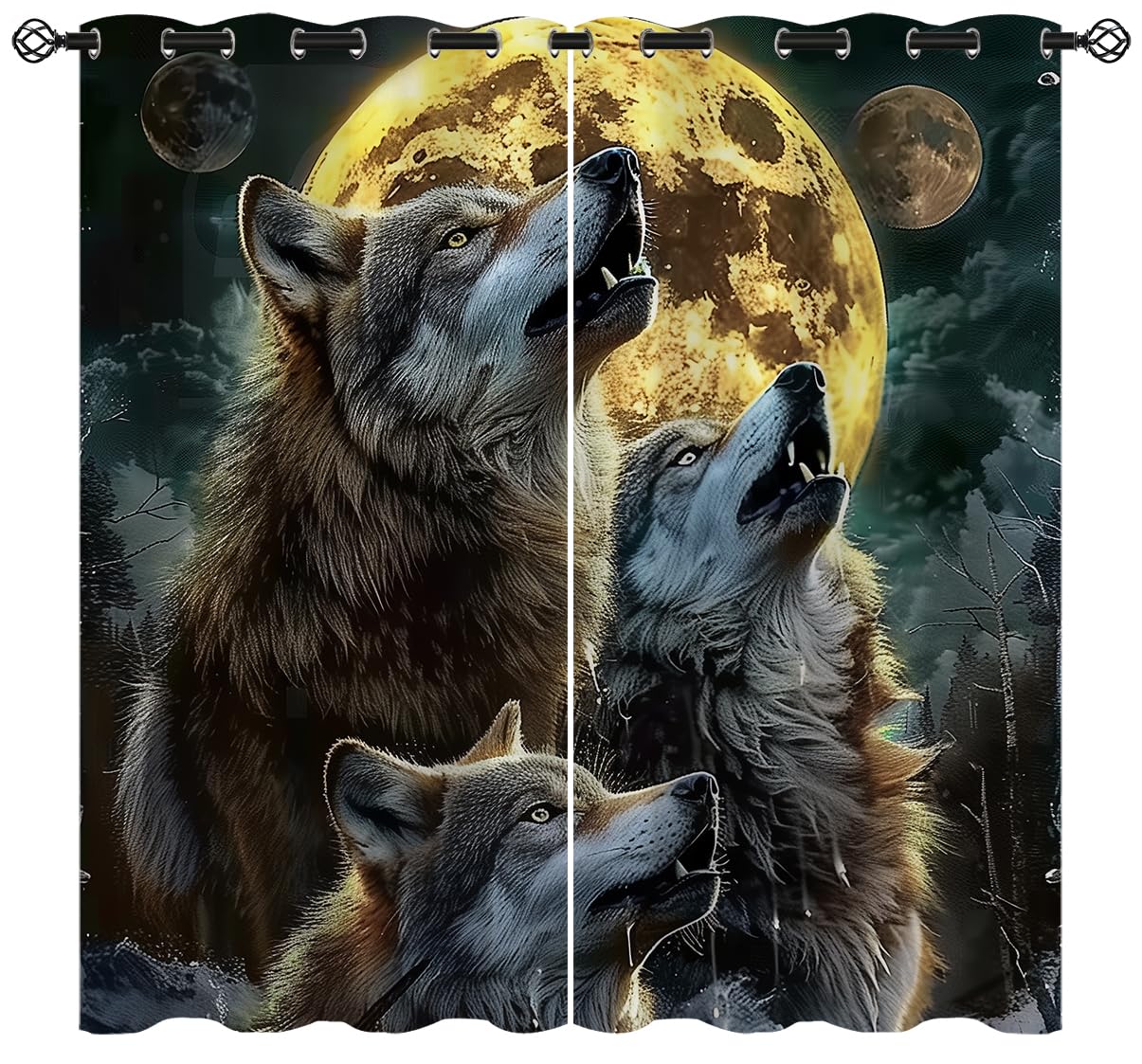Amazon.com: 18TH CROZY Howling Wolf Blackout Curtains for Girls Boy ...