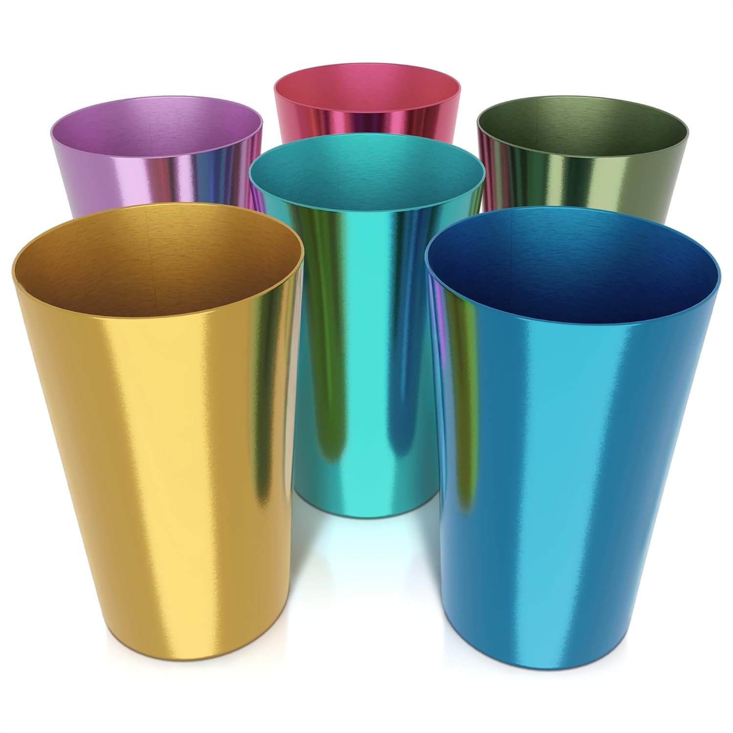 Amazon.com | Retro Aluminum Cups 15 oz Set of 6 - Christmas Metal ...