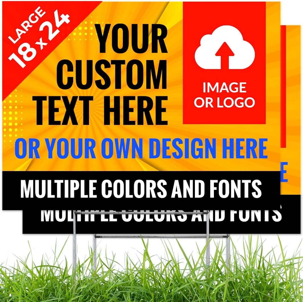 Amazon.com: 50 Pack of 18" x 24" Custom Single (1) Sided Yard Signs ...