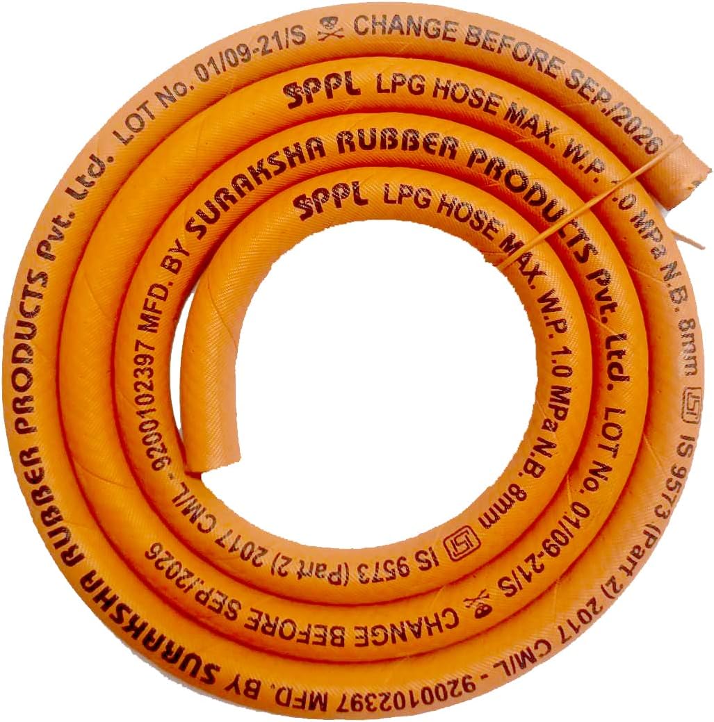 Suraksha LPG Hose 5 Layer Coating Gas Pipe -1.2 Meter - ISI Certified - 100 Percent Flame ...