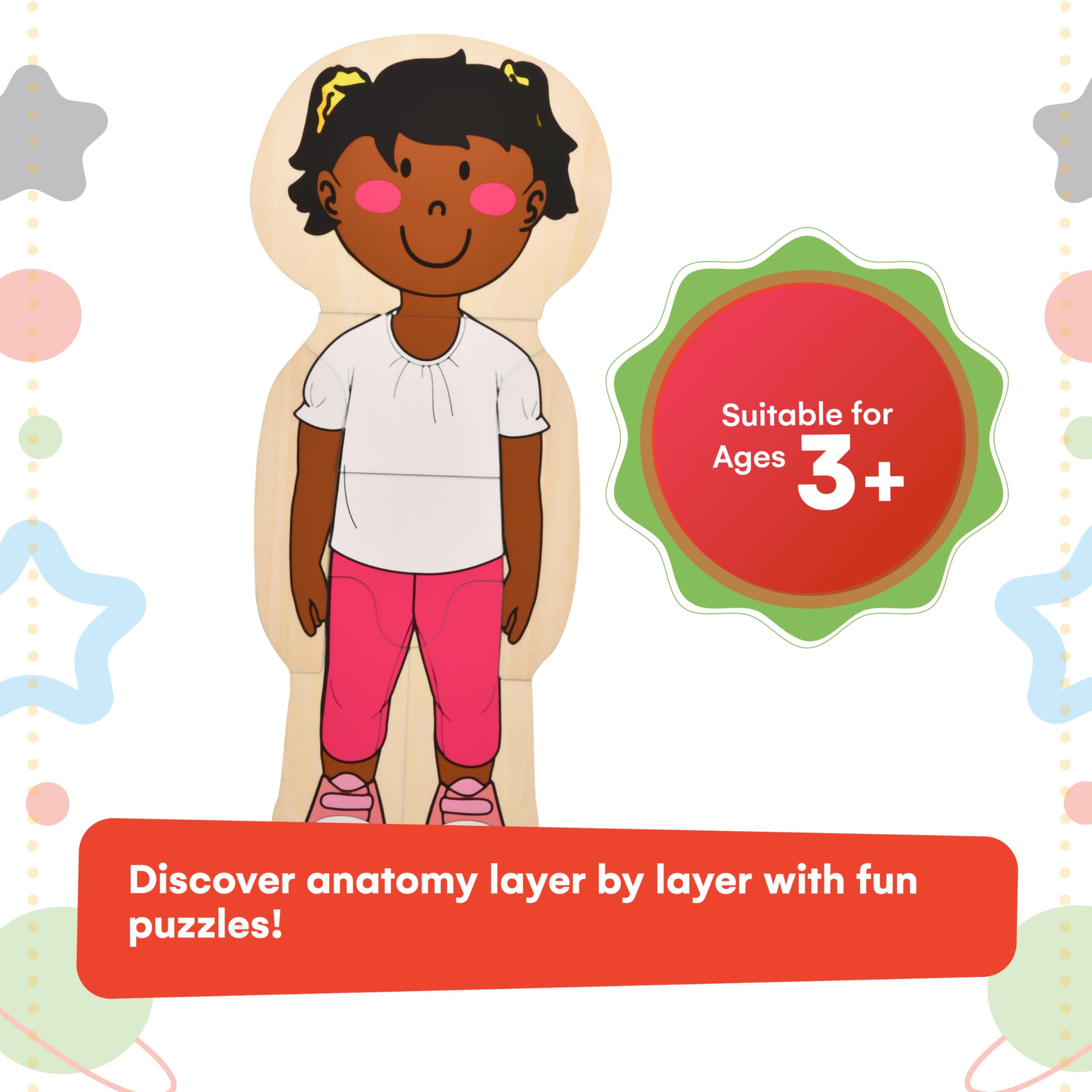 Snapklik.com : Kidzlane African American Girl Wooden My Body Puzzle For ...