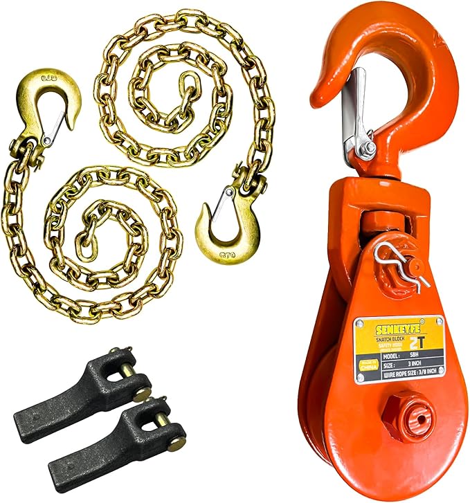 Amazon.com: SENKEYFE 2 Ton Snatch Block with Hook, 3" Sheave for 3/8 ...