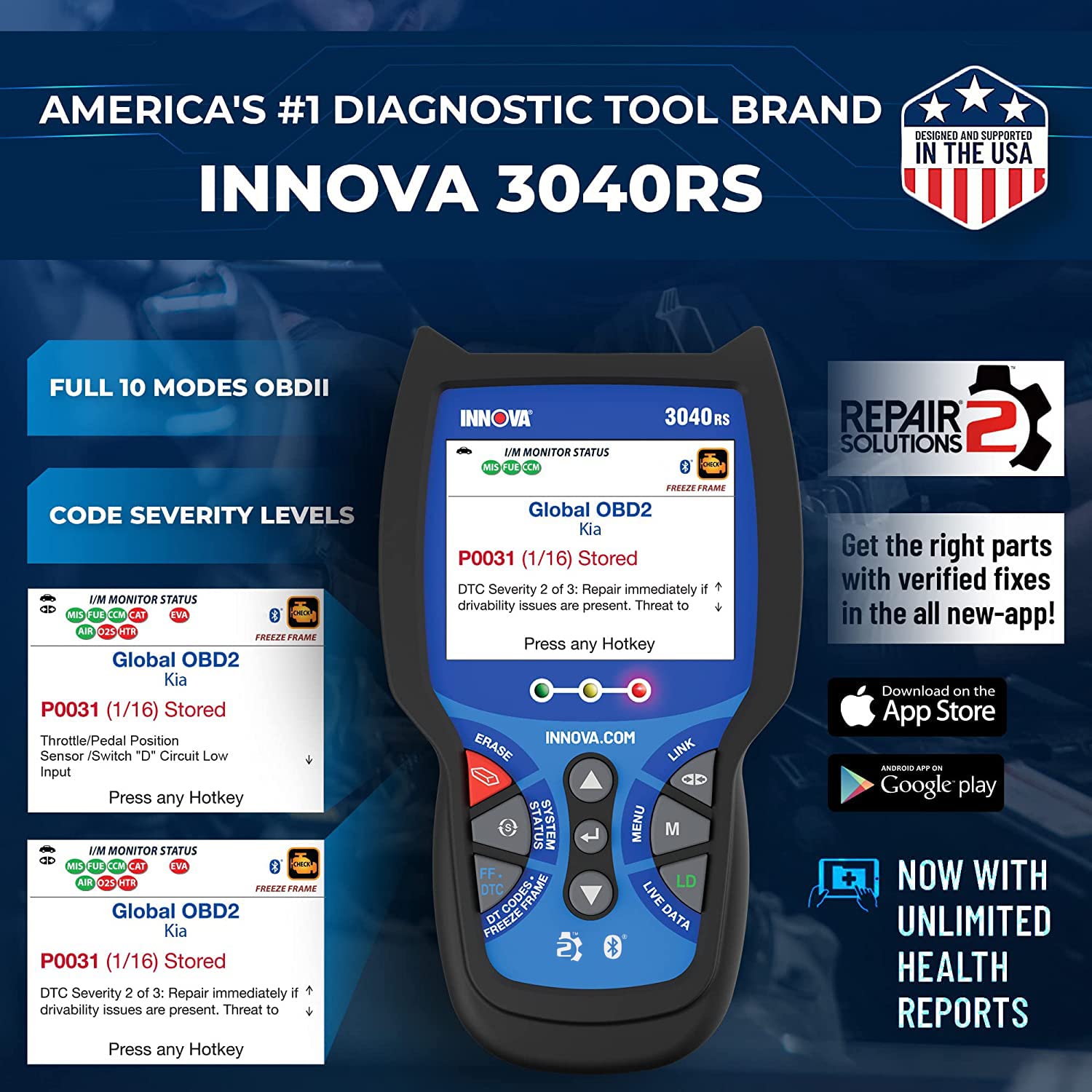 INNOVA 3040RS, OBD2 Scanner, Live Data Streamer, Battery/Alt Tester ...