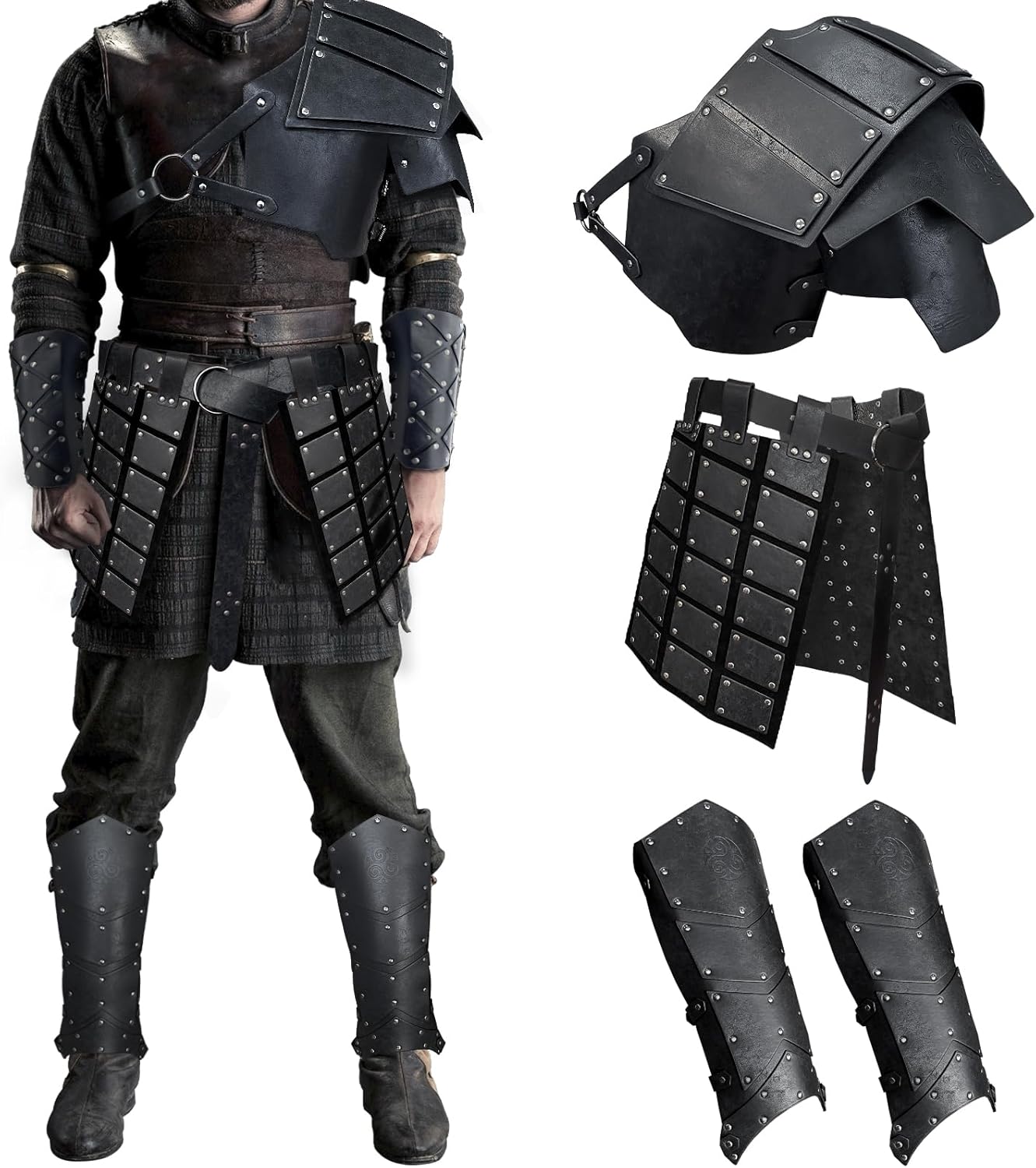 Amazon.com: HiiFeuer Medieval Faux Leather Single Pauldron Shoulder ...