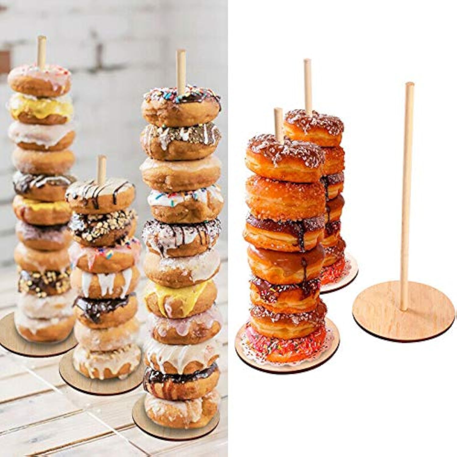 Amazon.com: Wood Donut Stands - Set of 3 Donut Display Stands - Wedding ...