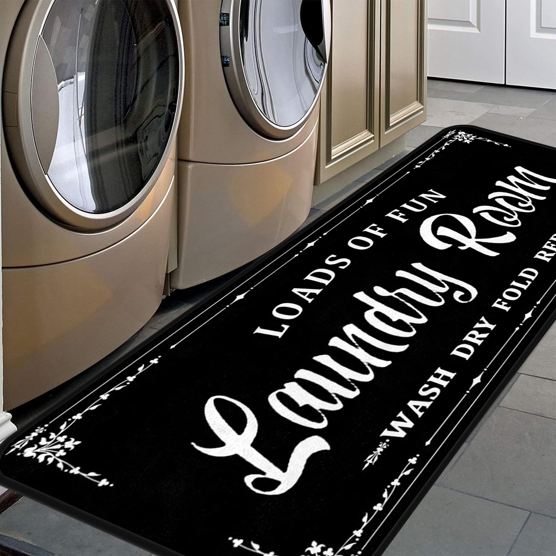 Amazon.com: Black-1 Farmhouse Laundry Room Rug Runner, Laundry Room Rug ...