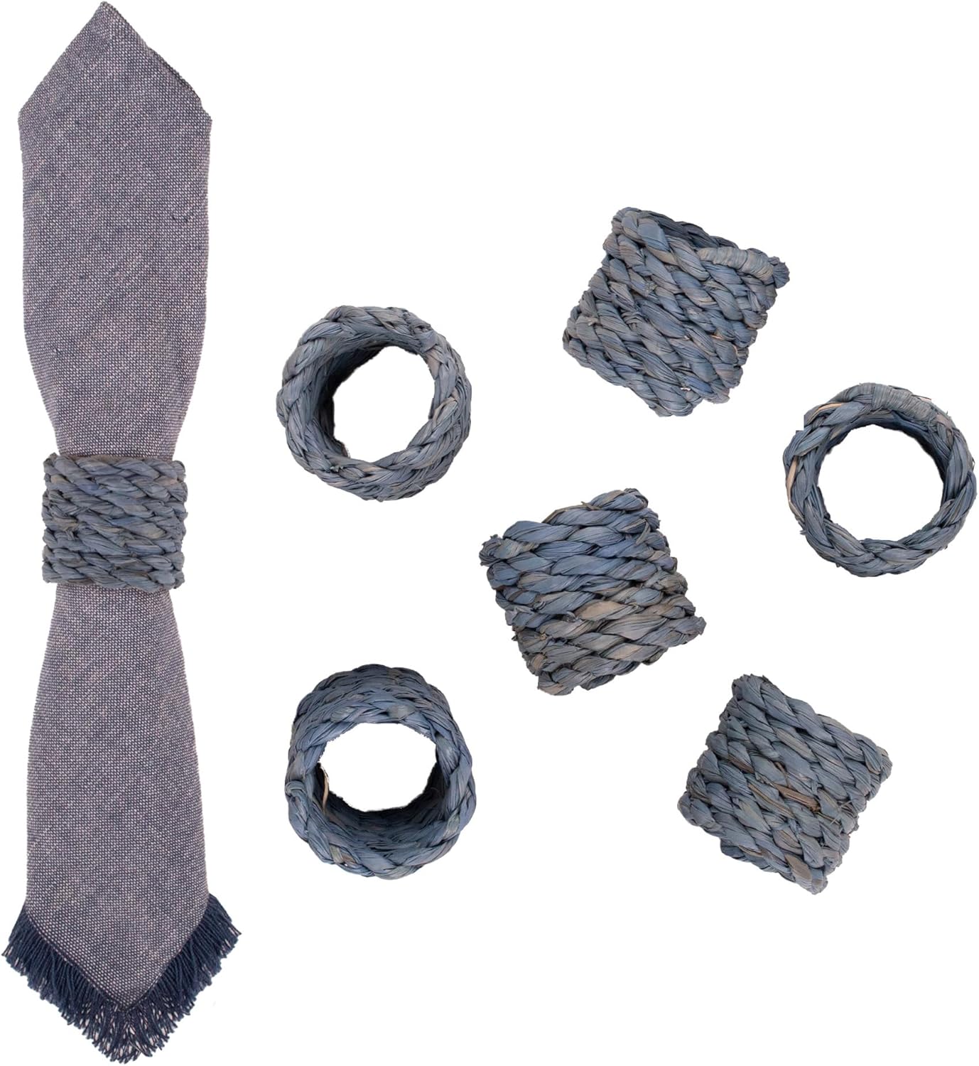 Amazon.com: KAZI Essentials Napkin Rings Set of 6, Boho Natural Woven ...