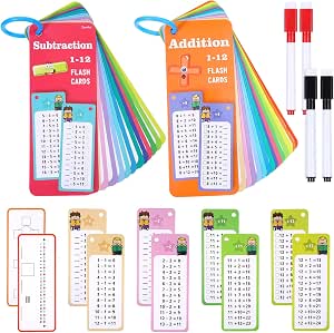 Amazon.com: 2 Pcs Subtraction and Addition Flash Cards, 1-12 Math Flash ...