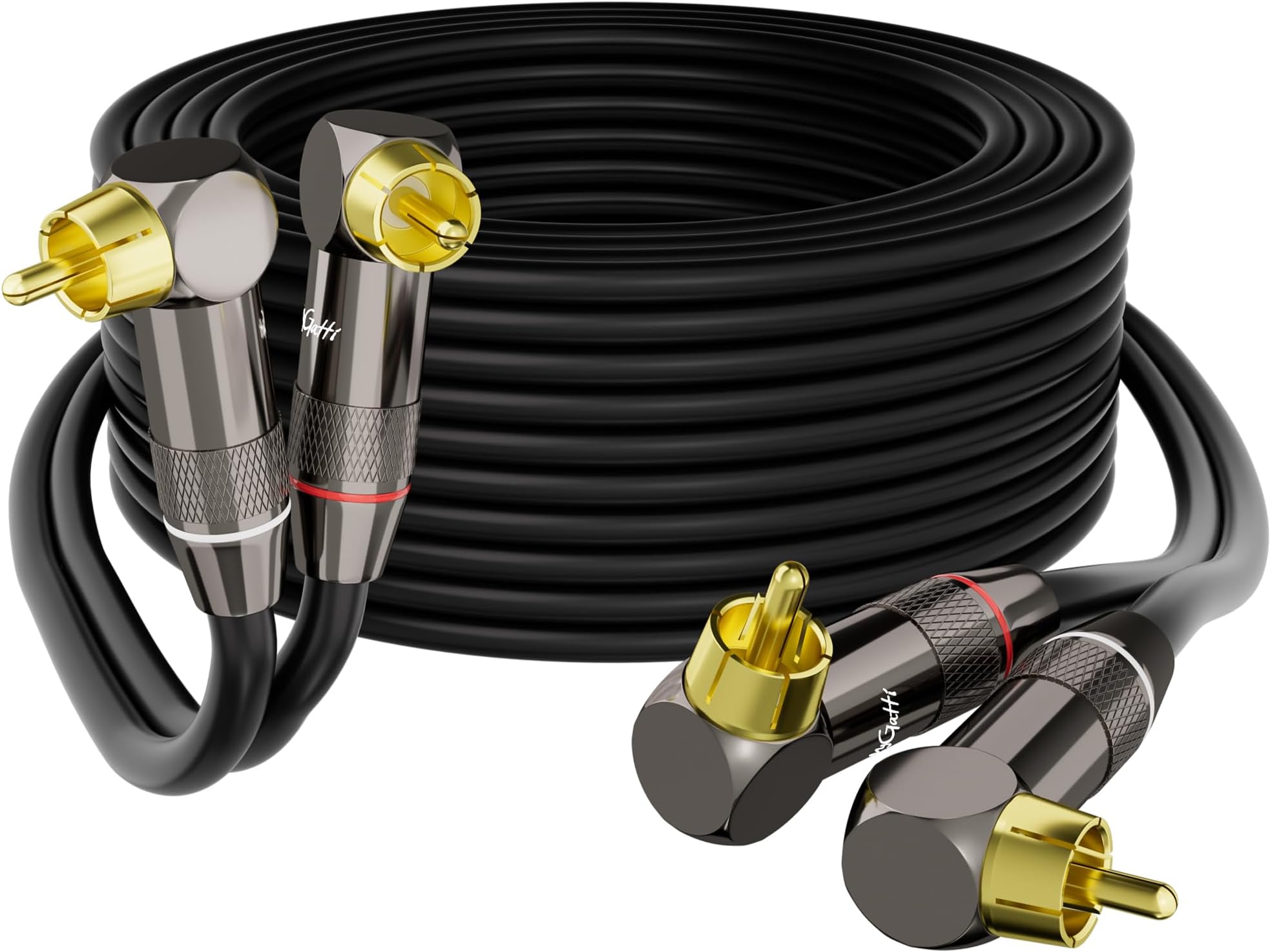 Right Angle RCA Cable 10 FT, 90 Degree 2RCA to 2RCA Stereo Audio Cable ...