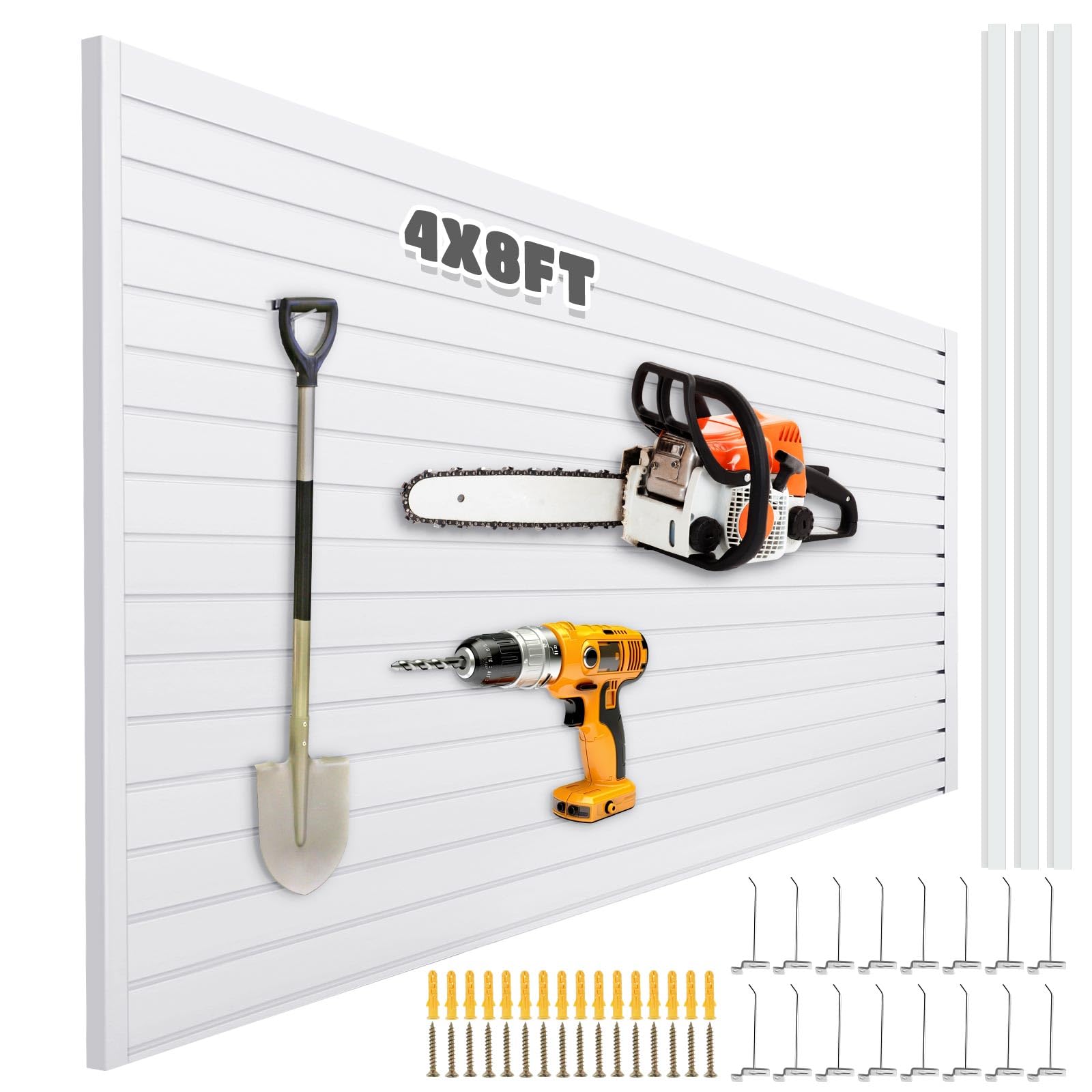 Buy Landical PVC Slat Wall Panels 4 x 8 Ft, 8 Panels, Garage Wall and ...