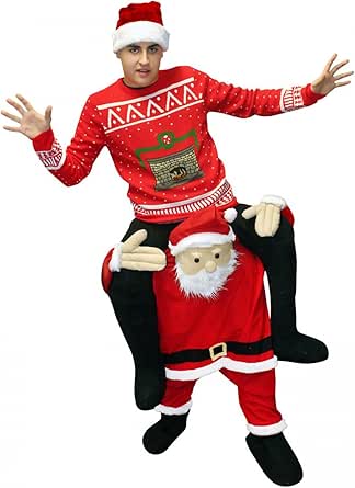 Amazon.com: Morph Santa Costume Adult Piggyback, Santa Claus Costume ...