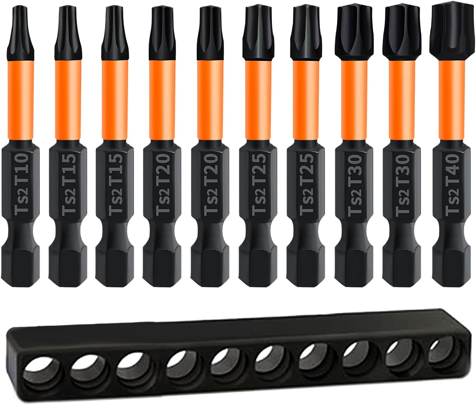 Litorange 75mm langer Torx mit Loch magnetisch Bitsatz für Akkuschrauber,10 Stück 1/4 ...