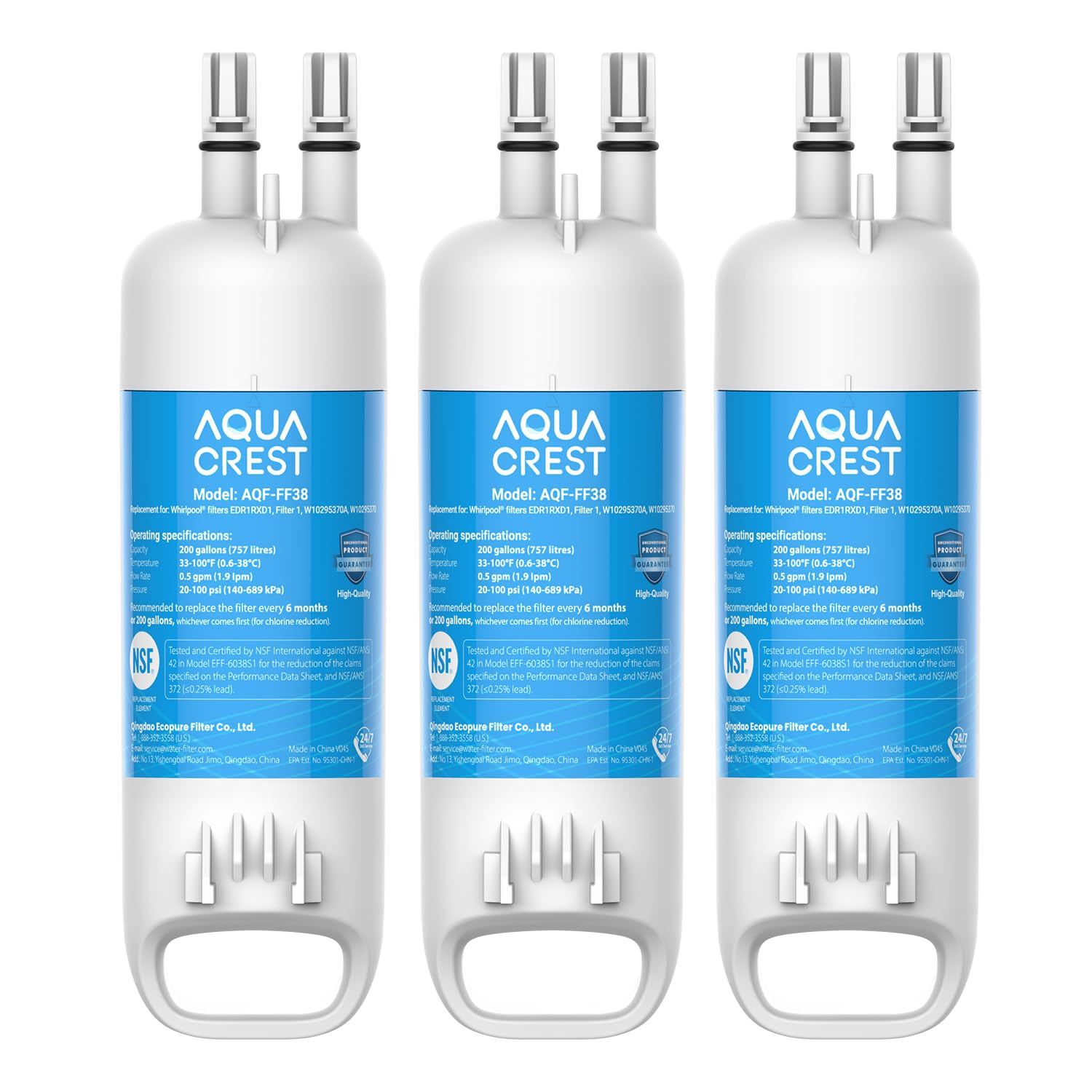 Amazon.com: AQUA CREST EDR1RXD1 Replacement for, Filter 1, W10295370A ...