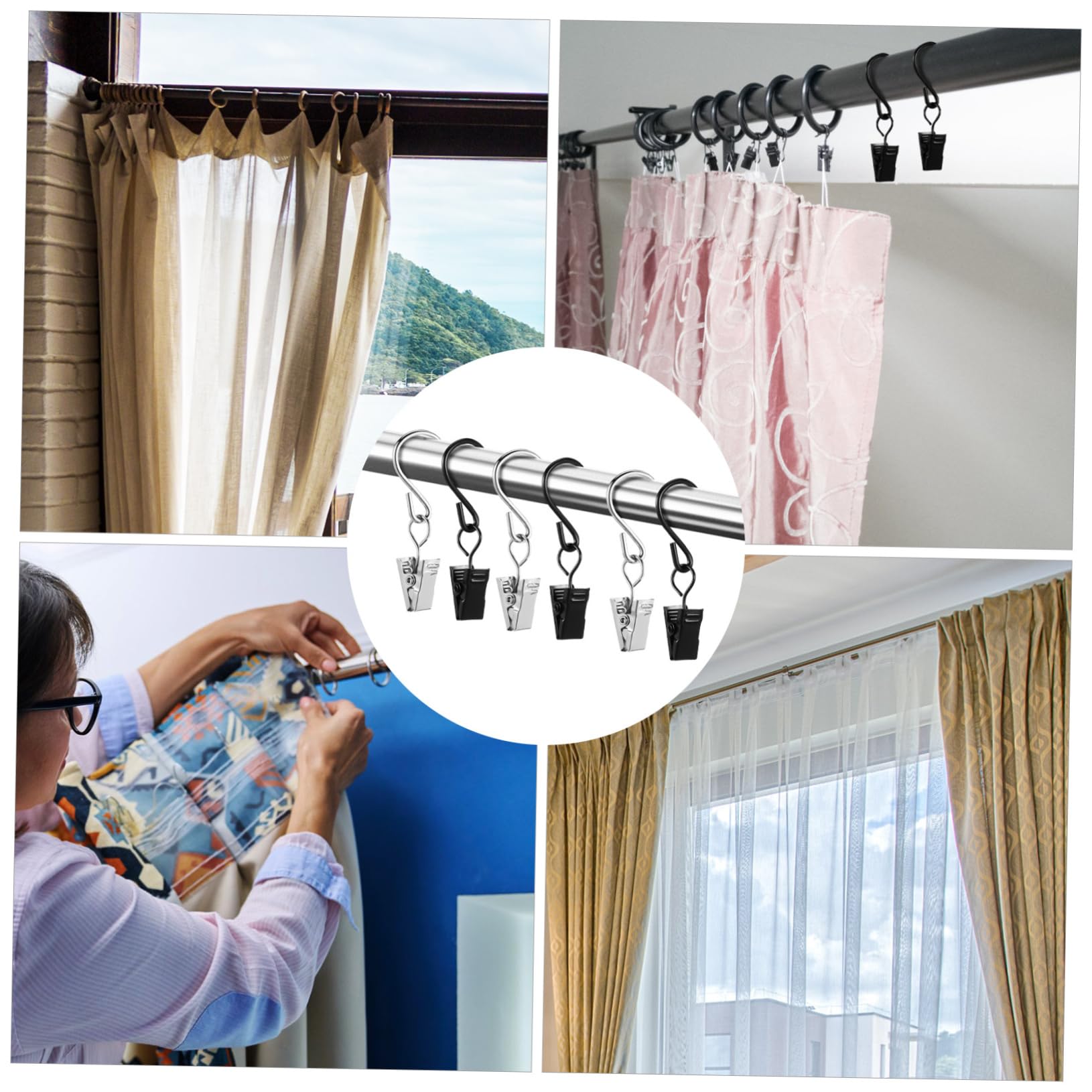 Ganchos Para Cortinas Con Clips Amazon.com: 60/10 Clips De Metal Para
