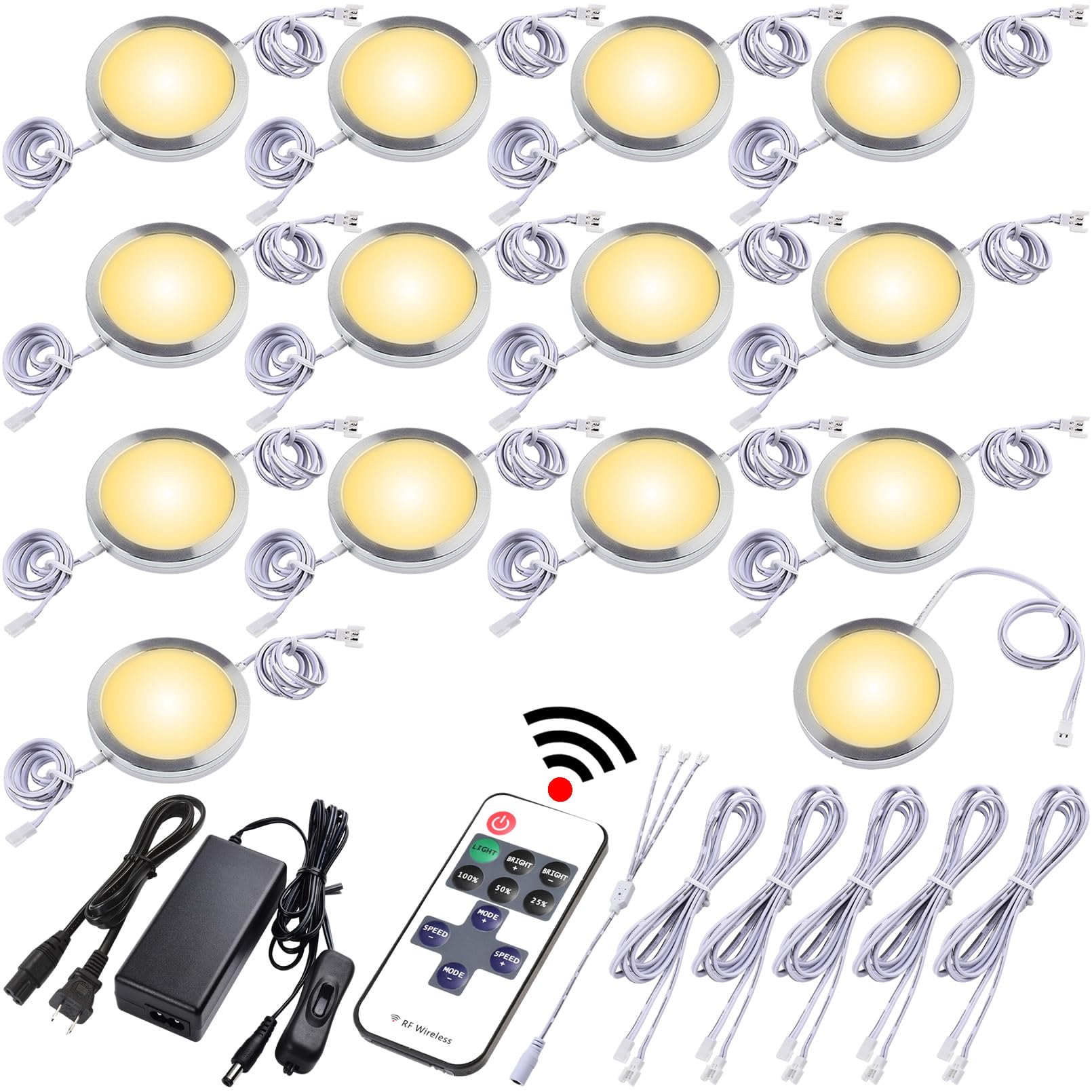 Lvyinyin Under Cabinet LED Puck Lights, Counter Closet Lighting, Daisy ...