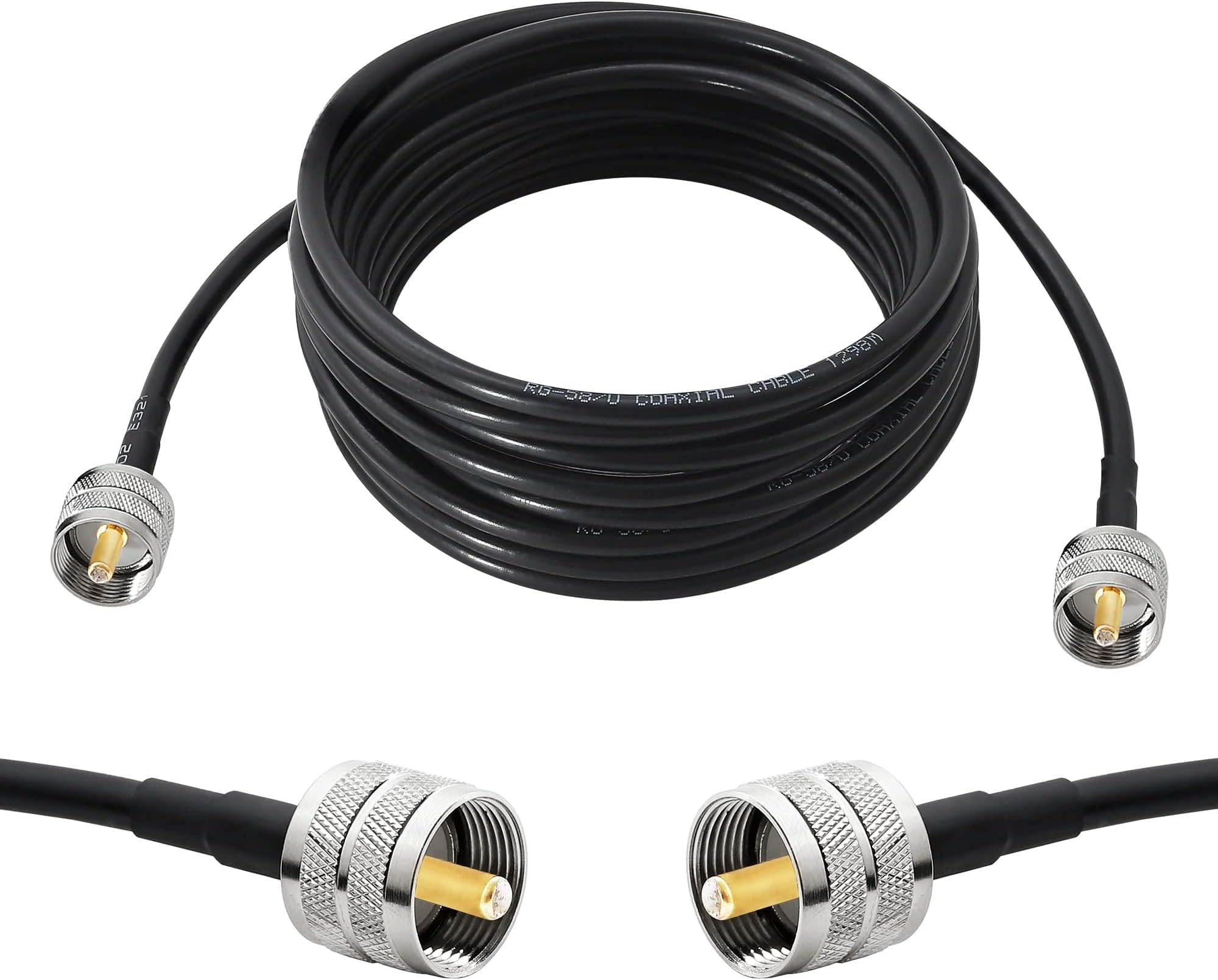 Amazon.com: Anina PL259 CB Coax Cable-15FT Male PL259 Coaxial Cable Pure Copper RG58 UHF Cable ...