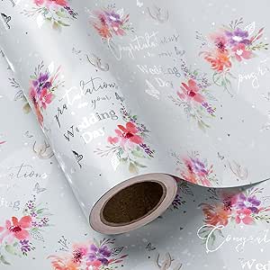 Amazon.com: WRAPAHOLIC Wedding Wrapping Paper Roll - Mini Roll - 17 ...