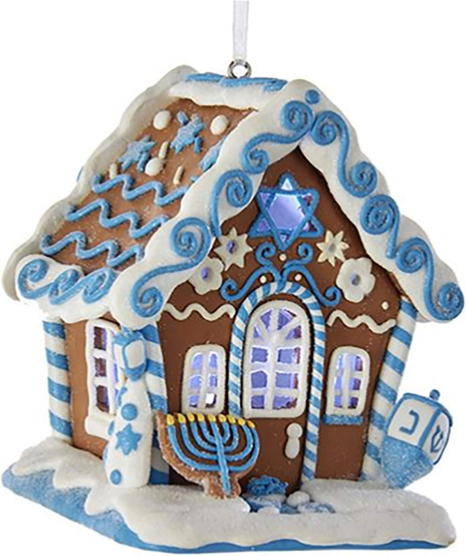 Amazon.com: Kurt Adler Gingerbread Led Hanukkah House Ornament : Home ...