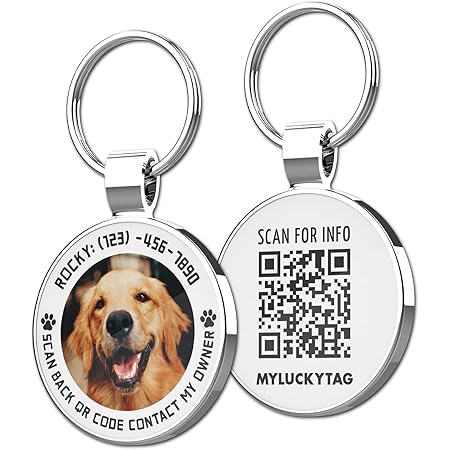 MYLUCKYTAG Personalized Pet ID Tags Dog Tags - QR Code ID Tags - Pet ...