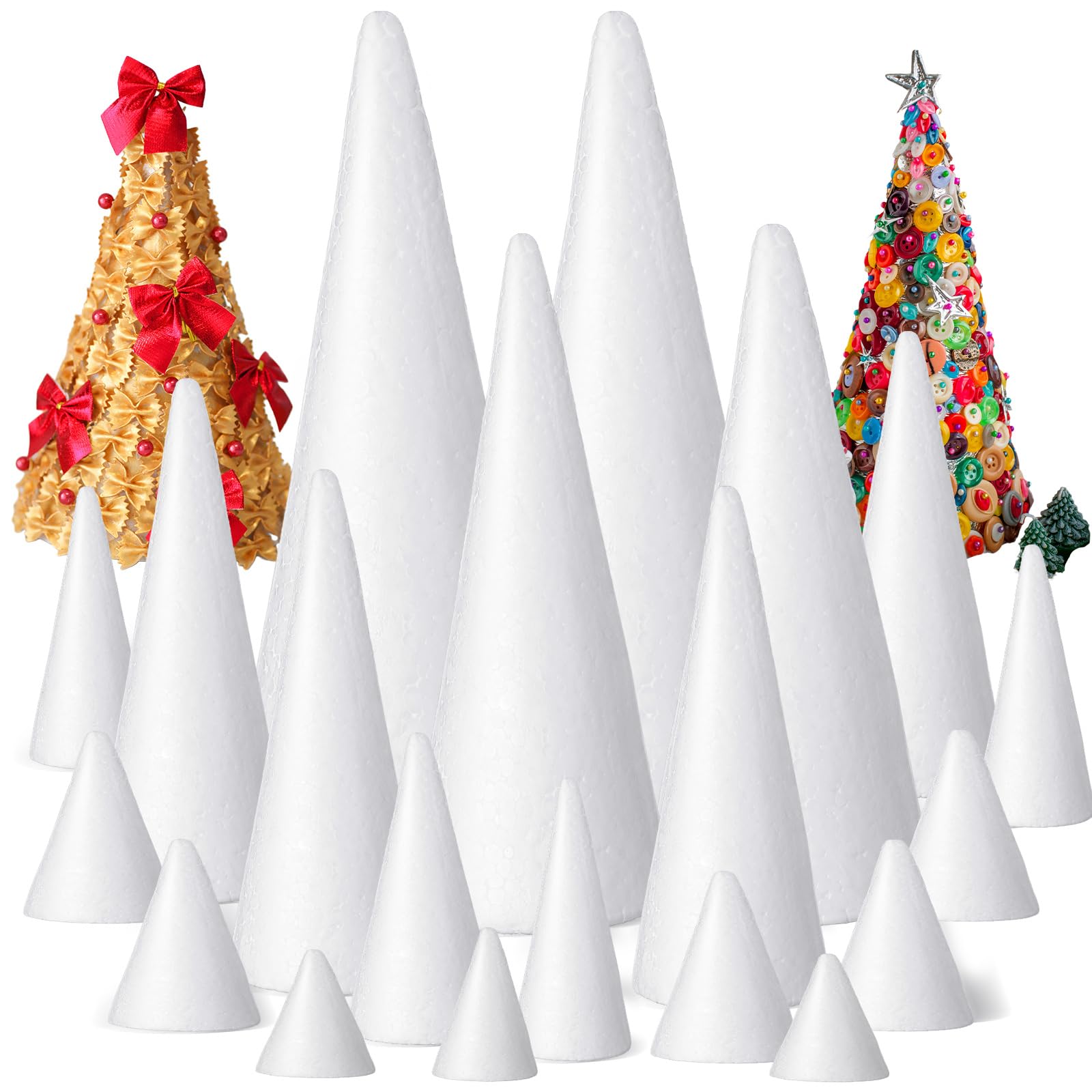 Amazon.com: Reallnaive 36 Pcs Craft Foam Cones Polystyrene White Cone ...