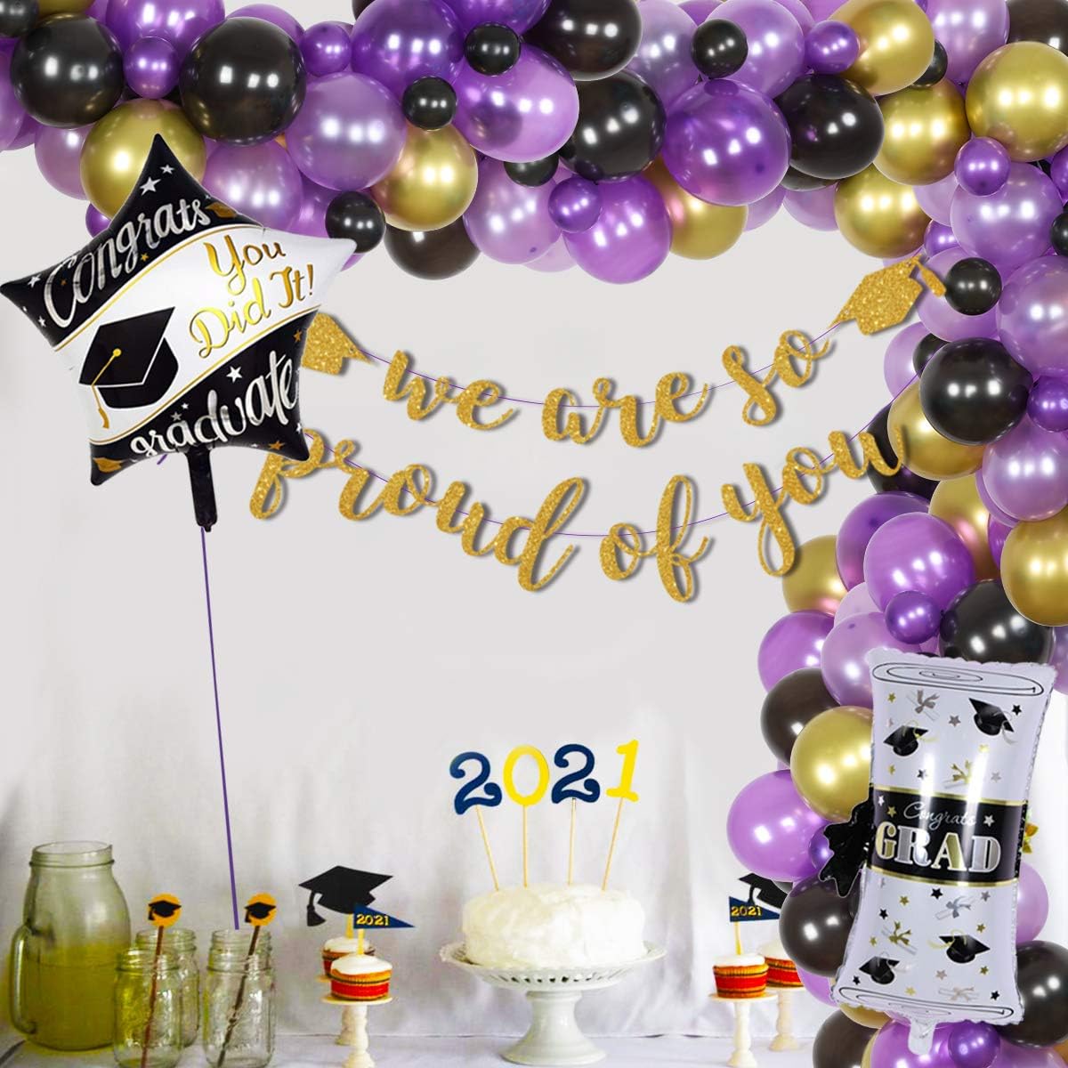 Purple and Gold Graduation Party Decorations Supplies 2021 We are So ...