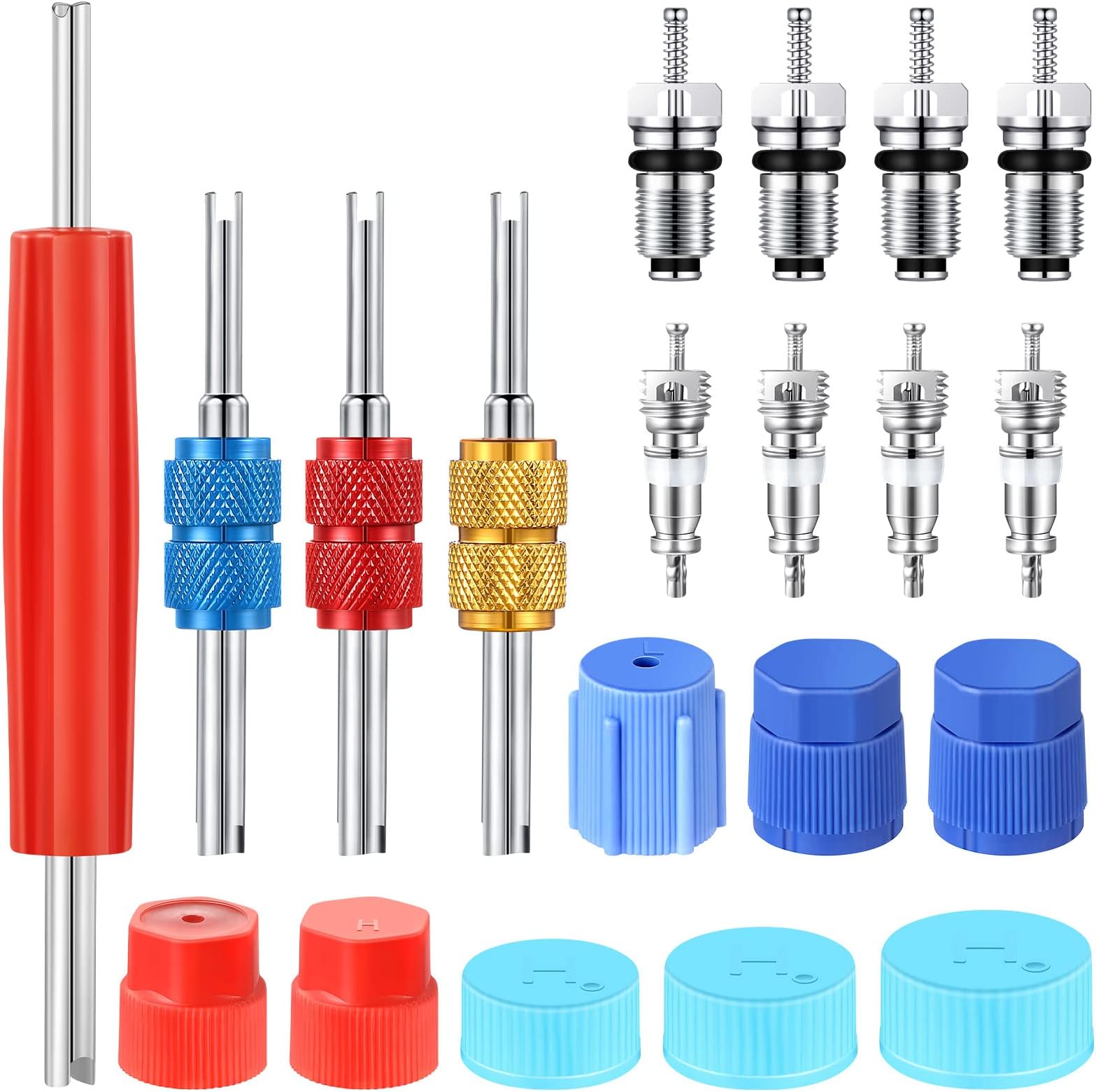 Amazon.com: 102Pcs Car Air Conditioning Valve Core Kit, Auto AC Repair ...