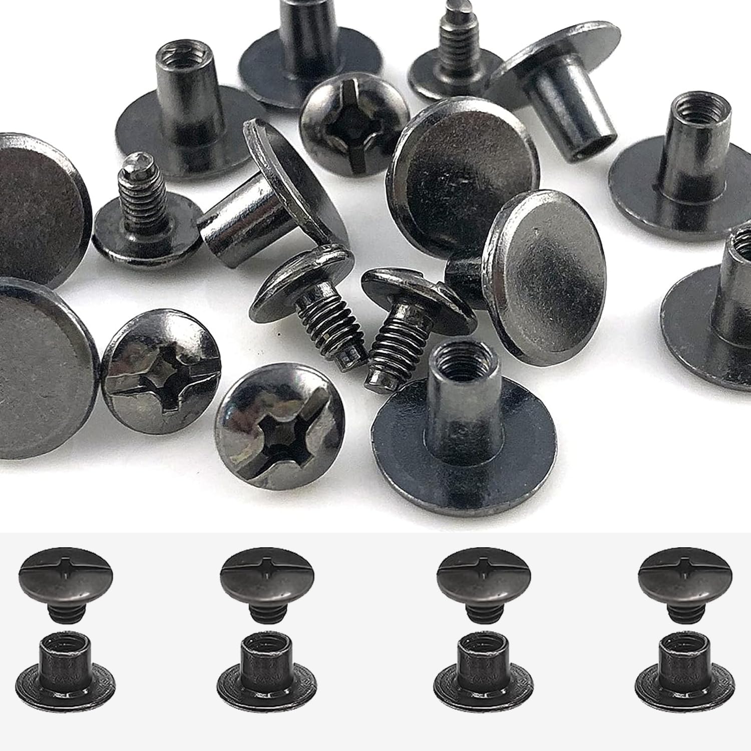 Amazon.com: 100 Sets Chicago Screws Gun Metal - 5/16 Inch Zinc Alloy ...