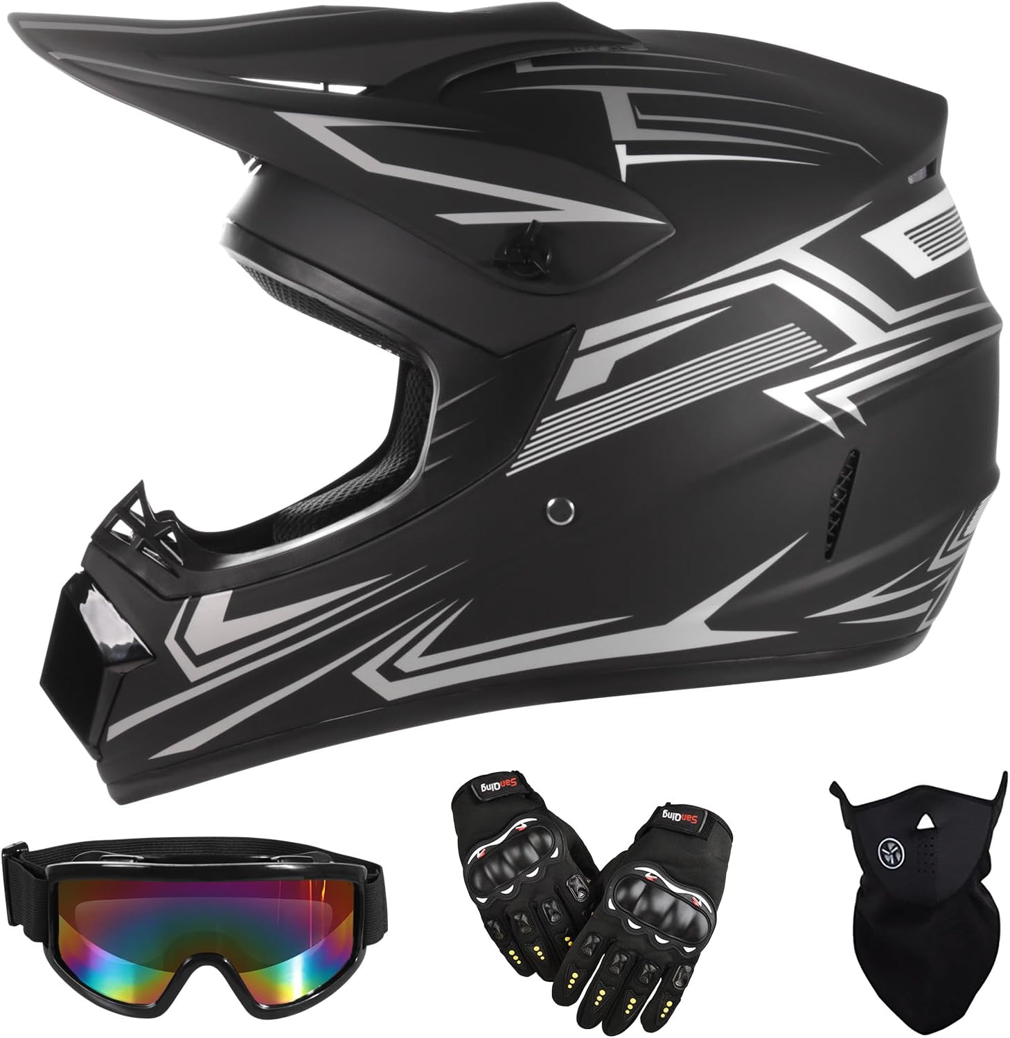 Amazon.com: TIANDU Youth Kids Dirt Bike Motocross Helmets (Goggles ...