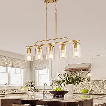 Brushed Gold Light Fixture for Dining Room Table Kitchen sland Light ...