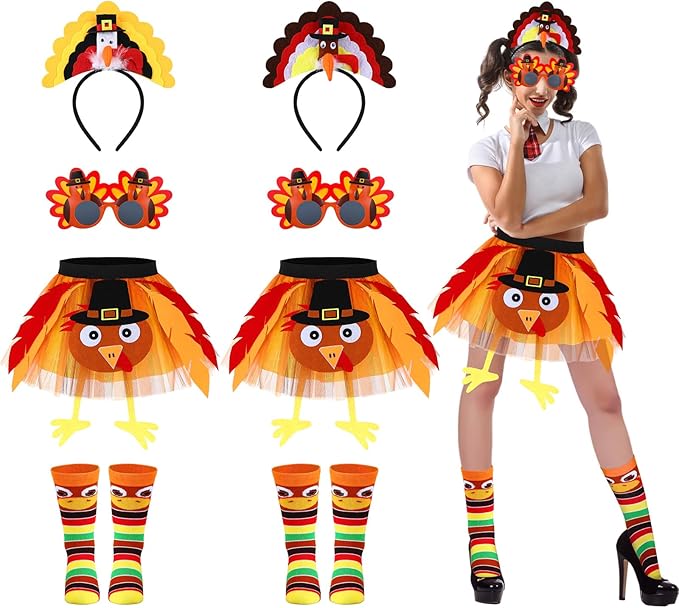 Amazon.com: Xtinmee 8 Pcs Adult Size Thanksgiving Turkey Costumes Trot ...
